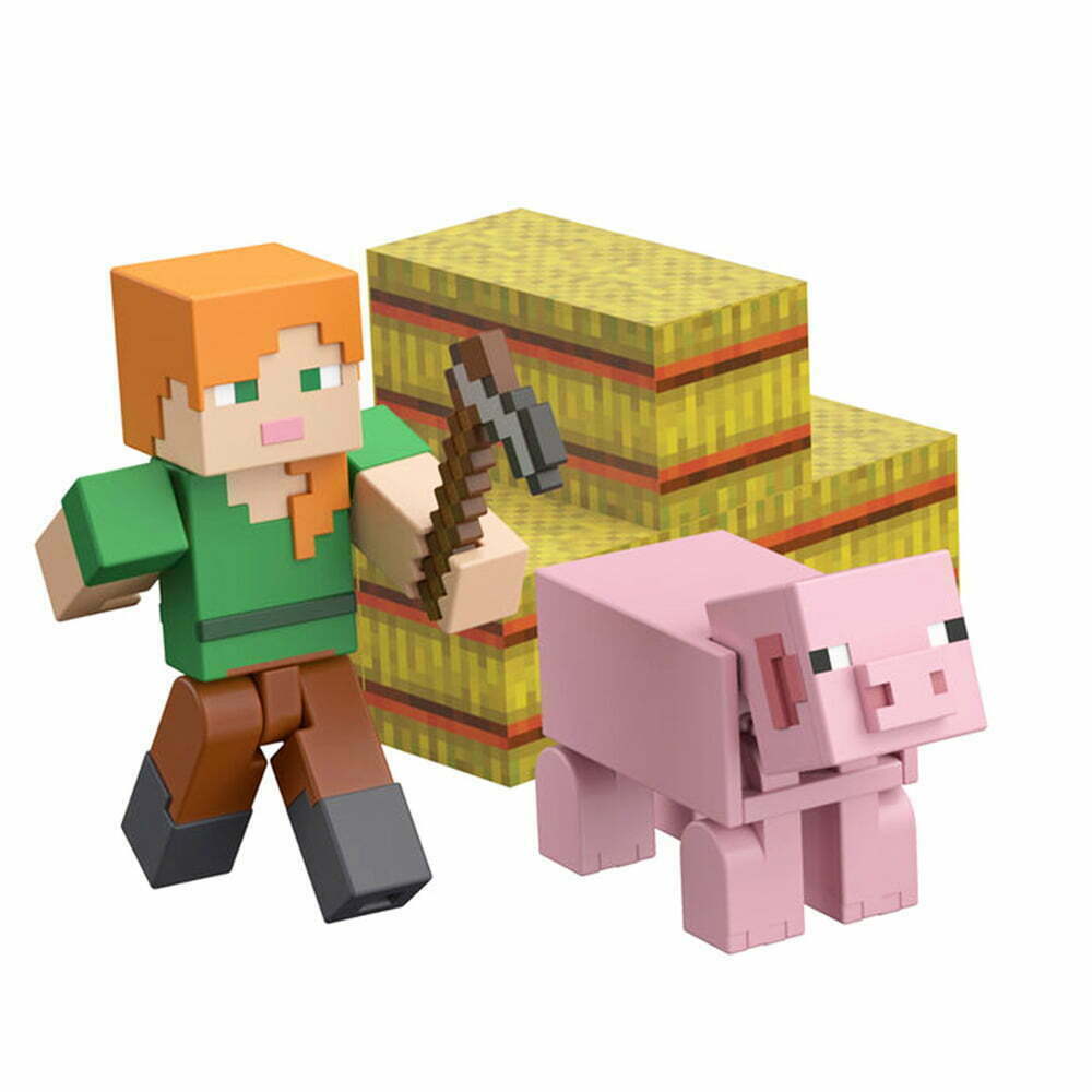 Figurki Minecraft Farma Krowa Koń Kura Alex - Kidozabawki.pl